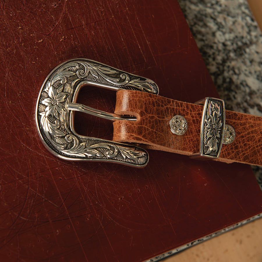 Western Floral Buckle Loop & Tip Set, 1" - Weaver Leather Supply
