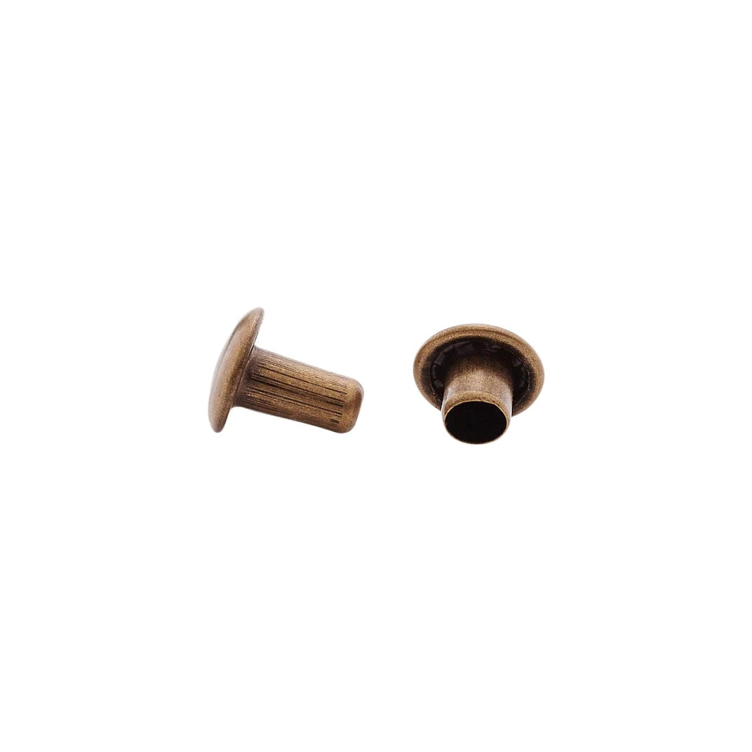 7mm Antique Brass, Double Cap Jiffy Rivets, Solid Brass-100ct, #NB307D