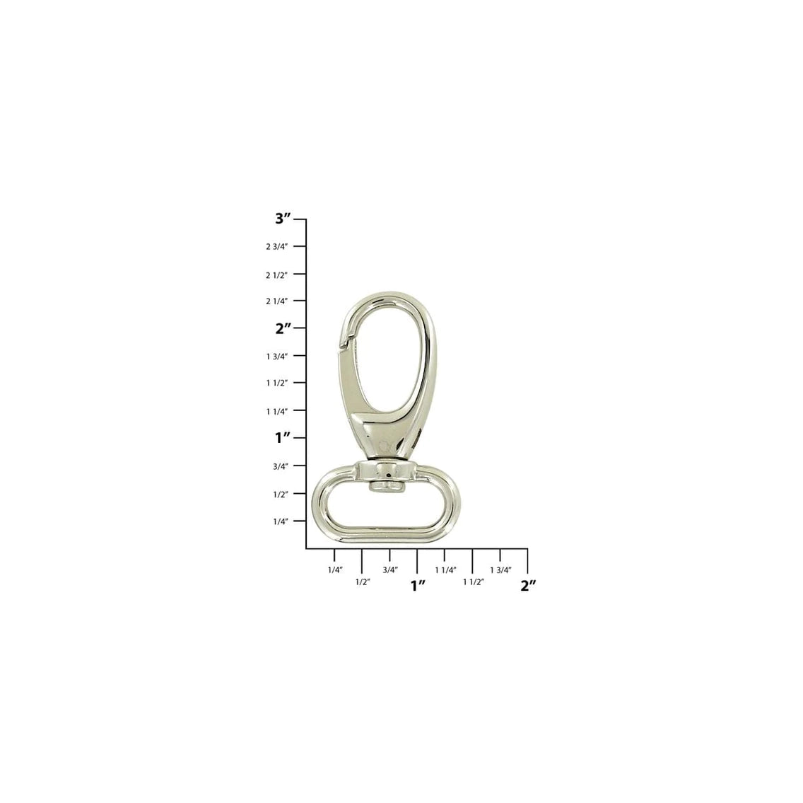 1" Shiny Nickel, Lever Swivel Snap Hook, Zinc Alloy, #P-2150-NIC