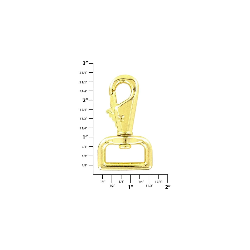 1" Shiny Gold, Lever Swivel Snap Hook, Zinc Alloy-PK4, #P-2070-BP