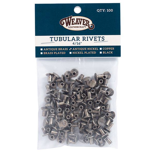 100-Pack of #104 Tubular Rivets, Antique Nickel - Weaver Leather Supply