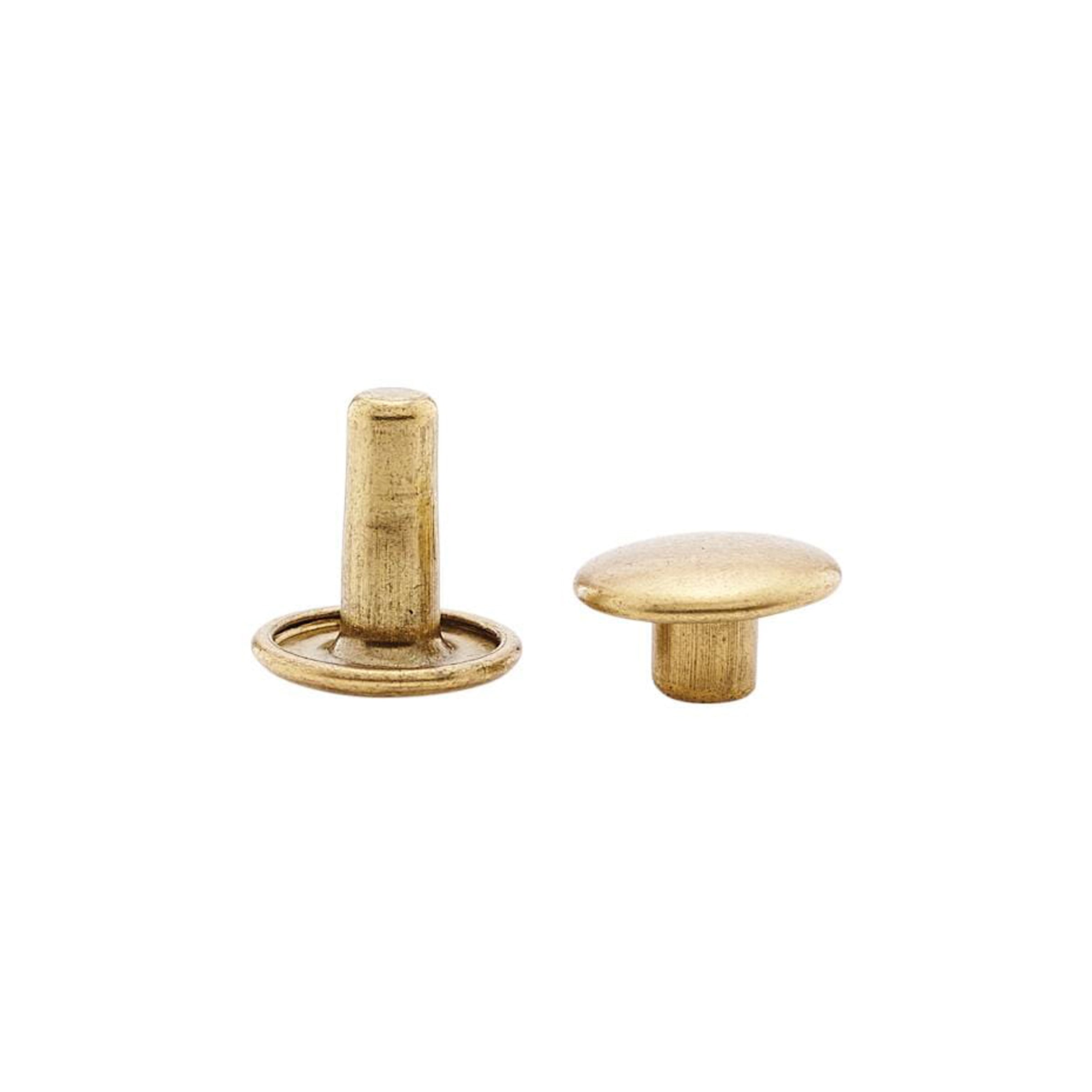 Solid Brass Double Cap Jiffy Rivets | Brass - Ohio Travel Bag