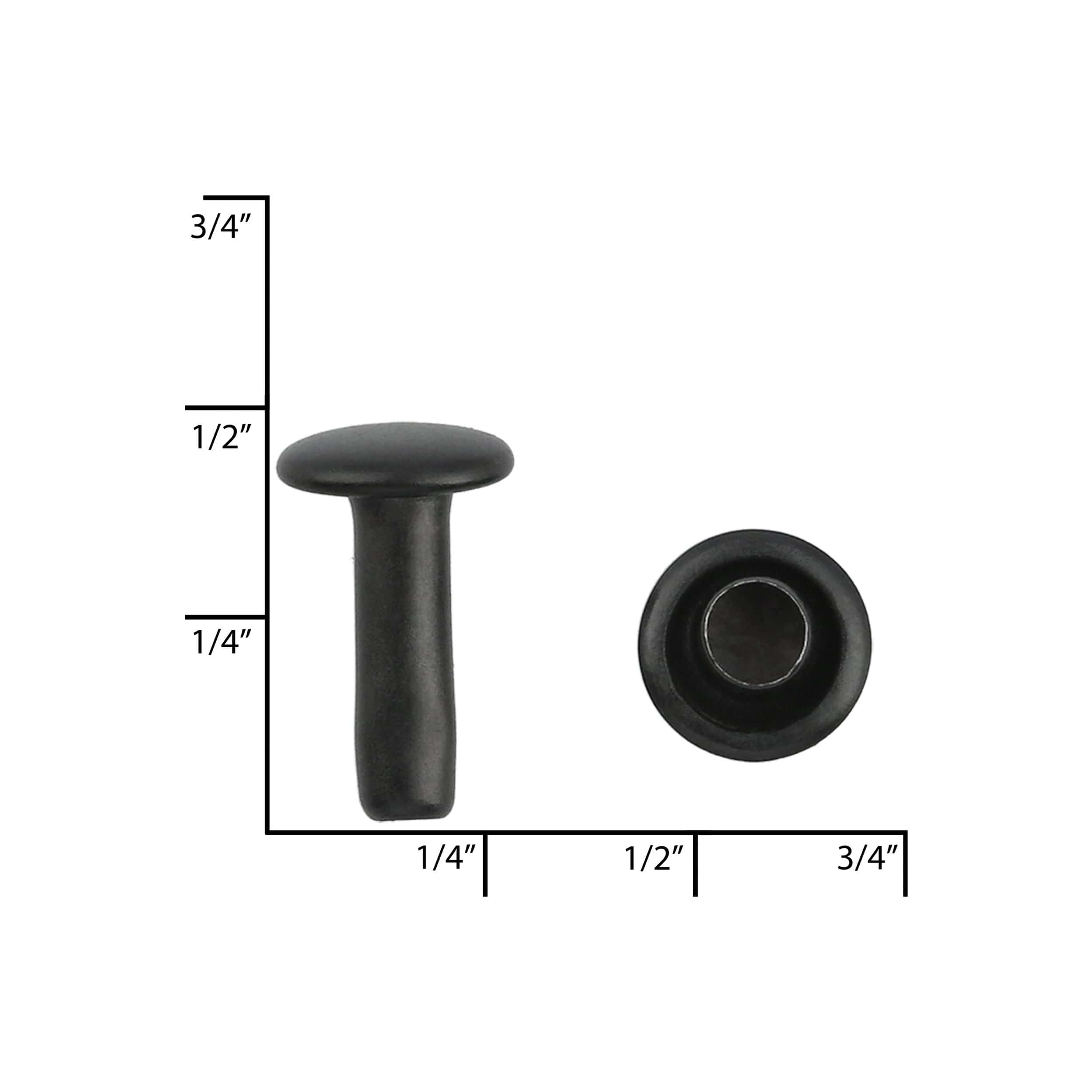 10mm Black, Double Cap Jiffy Rivet, Iron - PK100, #A-339-BLK