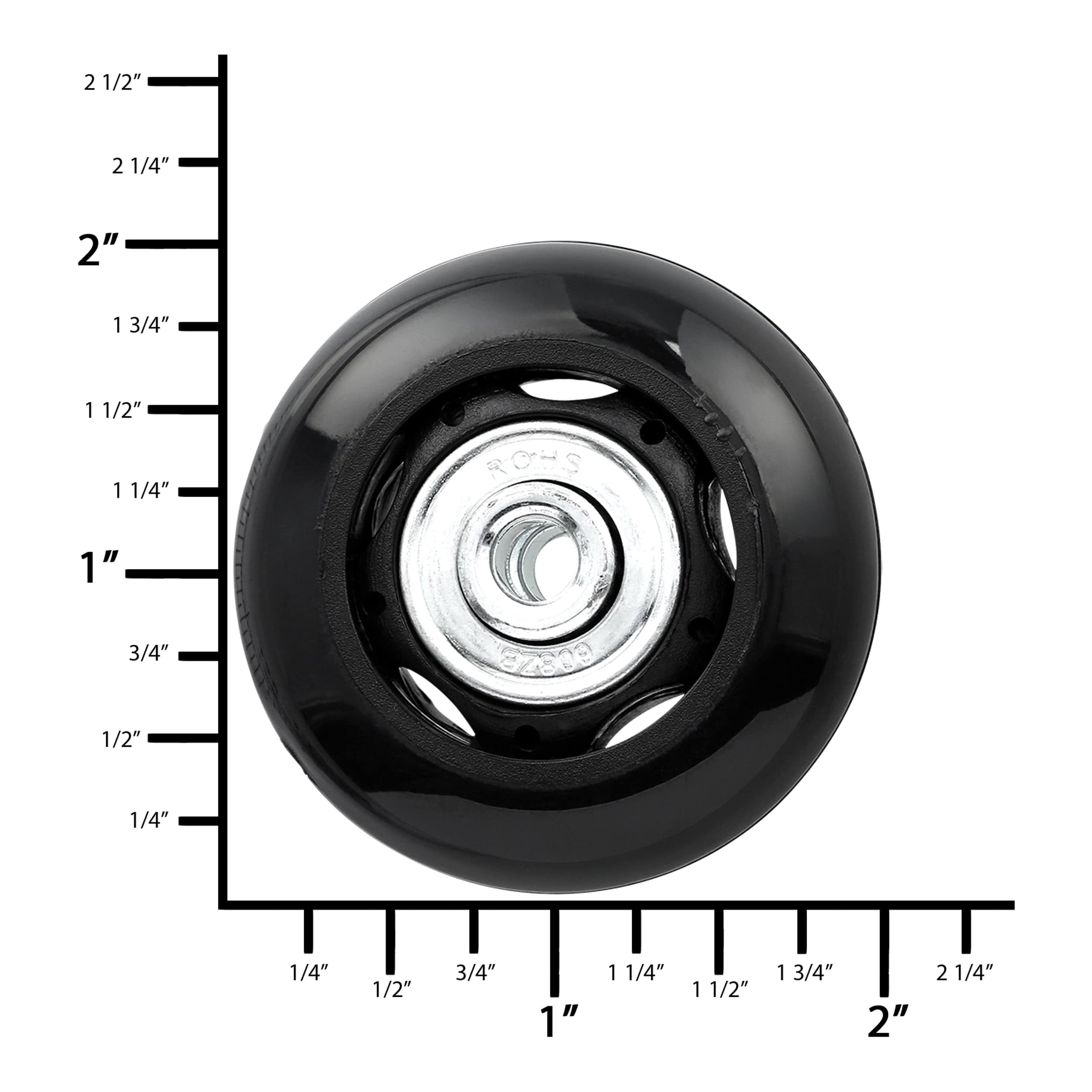 50mm Black, Ball Bearing Inline Skate Wheel, Plastic, #L-3726