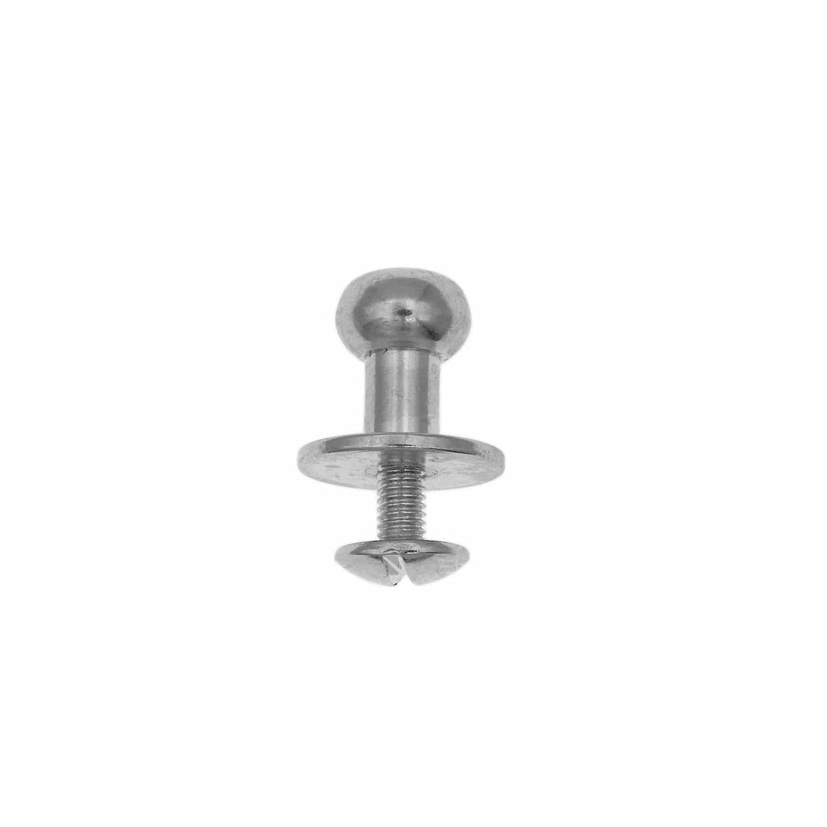 12mm, Nickel, Flat Top Collar Button Stud with Screw, Solid Brass, #P ...