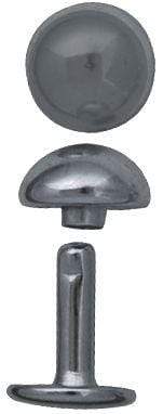 13mm Nickel, Double Cap Domed Rivet, Steel - 12pk, #A-411-NP