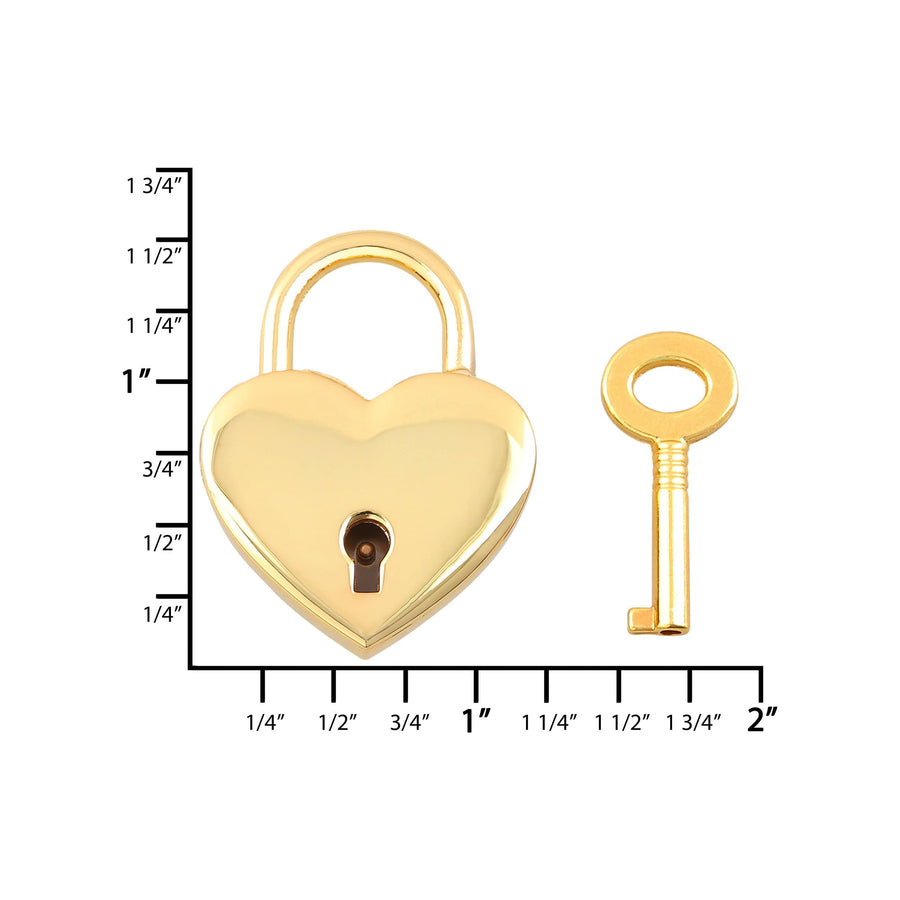 1 3/16" Shiny Gold, Heart Padlock With 2 Keys, Zinc Alloy-PK4 – Weaver ...