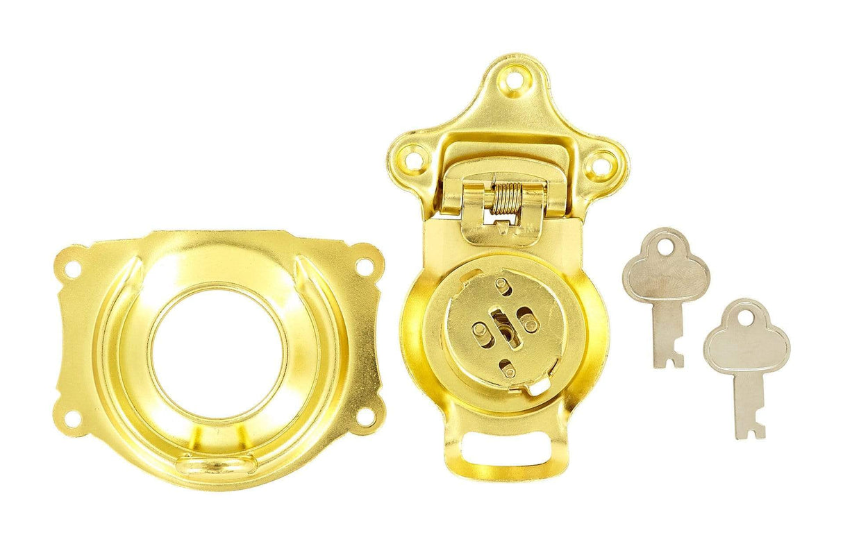 3 1/2" Brass, Large Trunk Lock w/ Spring, Steel, #G-3-BP – Weaver ...
