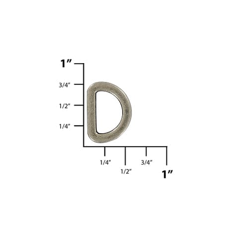 1/2" Antique Silver, Flat Cast D Ring, Zinc Alloy-PK5, #P-2564-ANTS ...