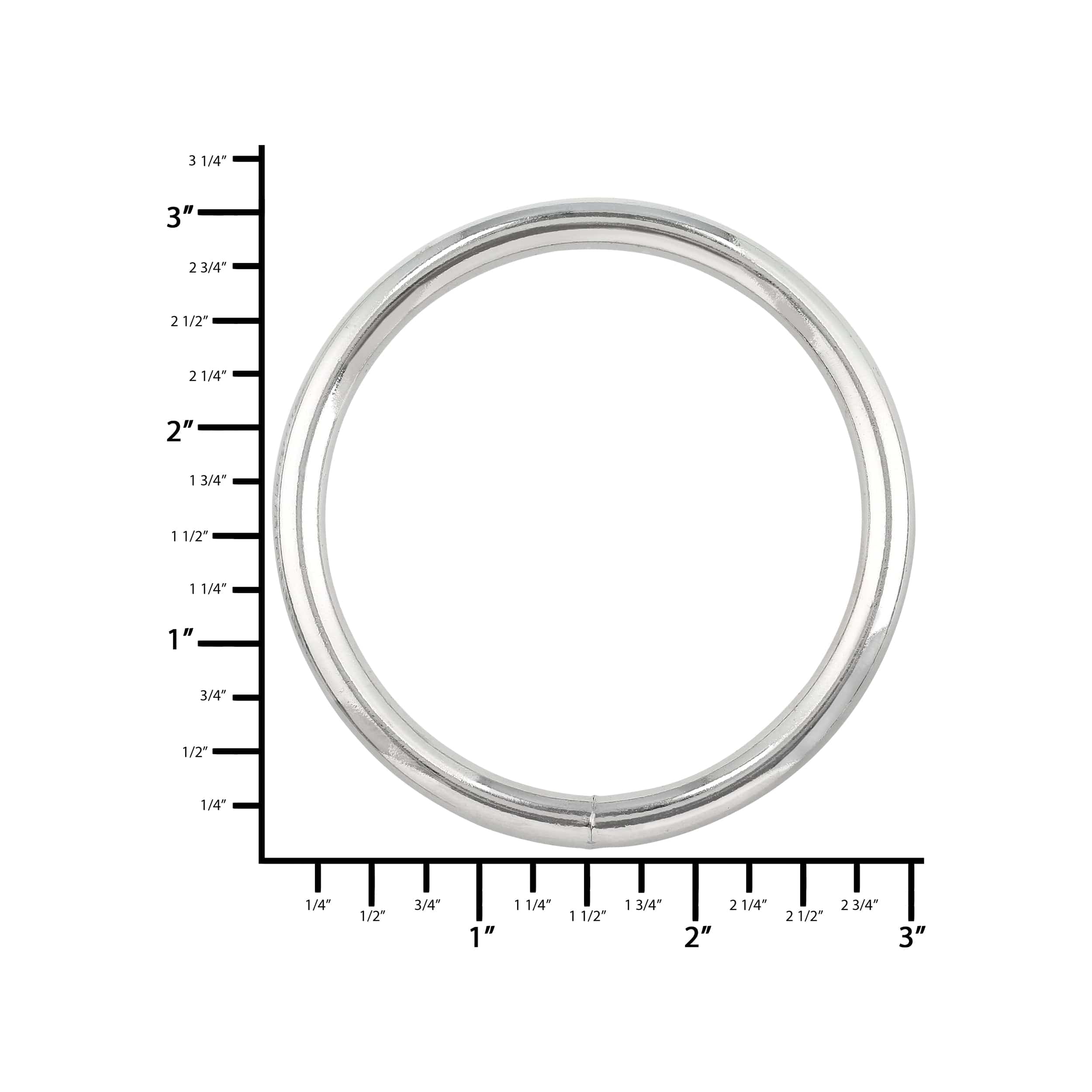 2 1/2" Shiny Nickel, Welded Round Ring, Steel, #P-2366