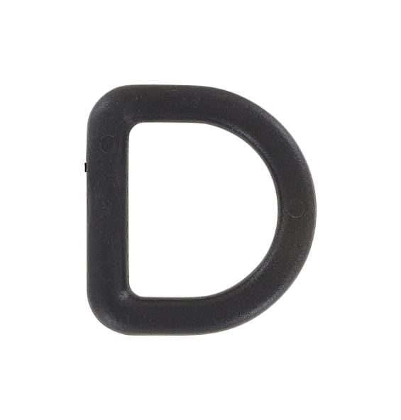 3/4" Matte Black, Solid D Ring, Plastic, #DR-3-4