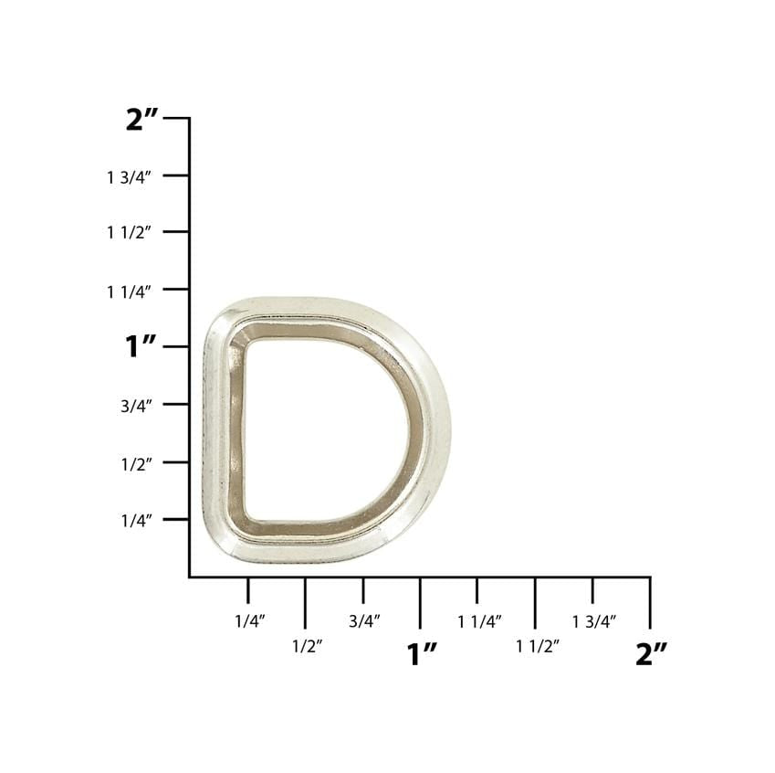 3/4" Shiny Nickel, Solid Beveled D Ring, Zinc Alloy, #P-2884-NIC ...