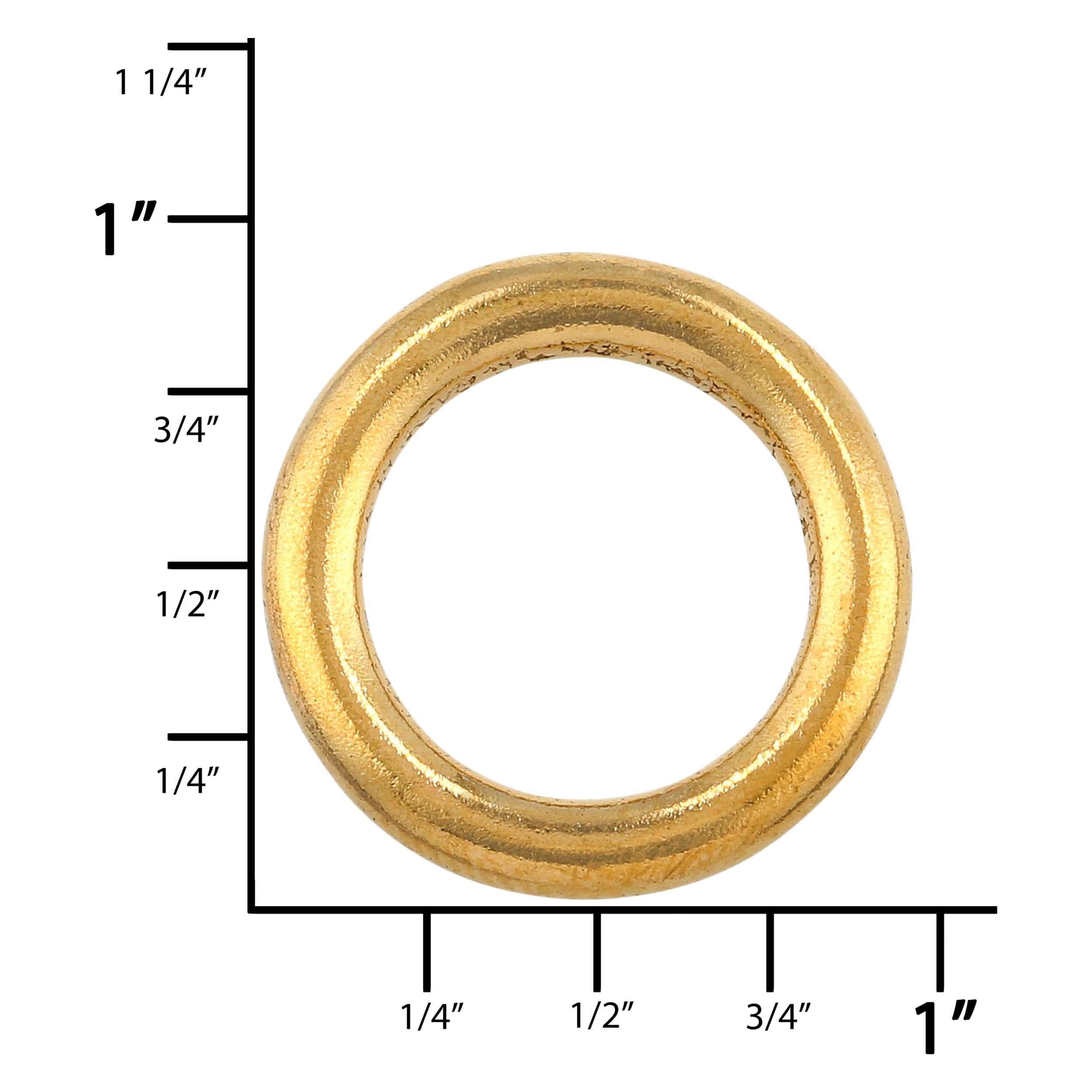 5/8" Shiny Brass, Solid Round Ring, Solid Brass, #P-3050