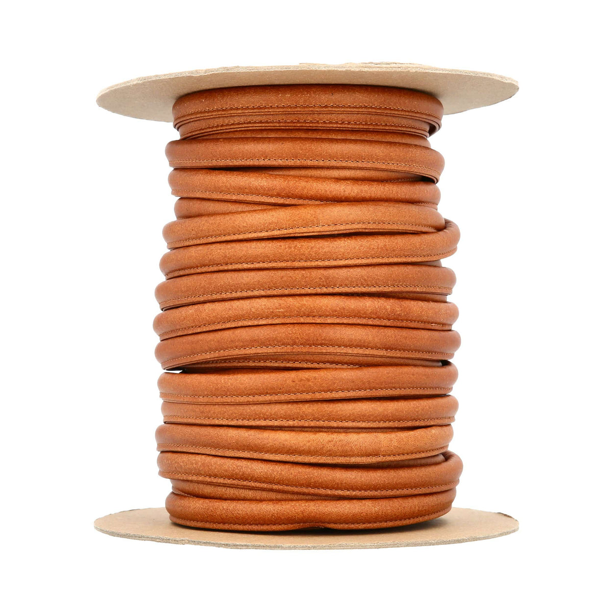 1/2" Medium Brown, Heavy Tubular Strapping, Leather, #CALF-HT-MEDBRO