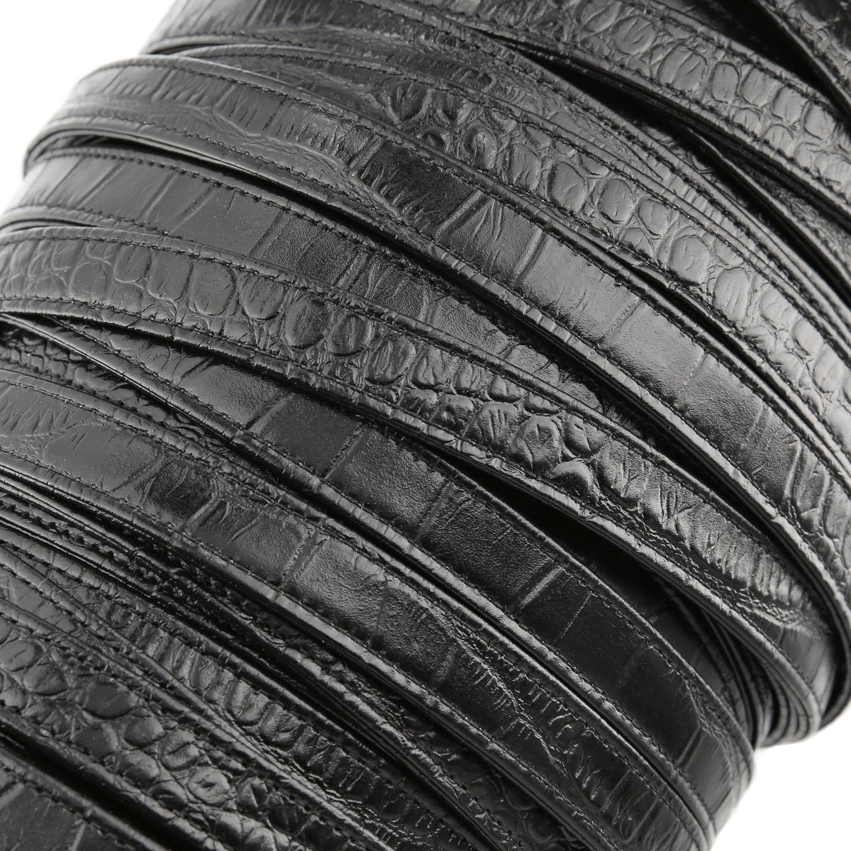 5/8" Blk Gator Grain, Flat Leather Strapping, #CALF-5-8-ALG-BLK ...