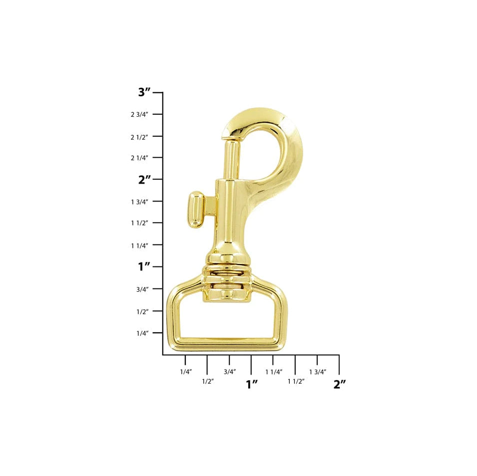 1" Shiny Gold, Bolt Swivel Snap Hook, Zinc Alloy, #P-1032-GOLD