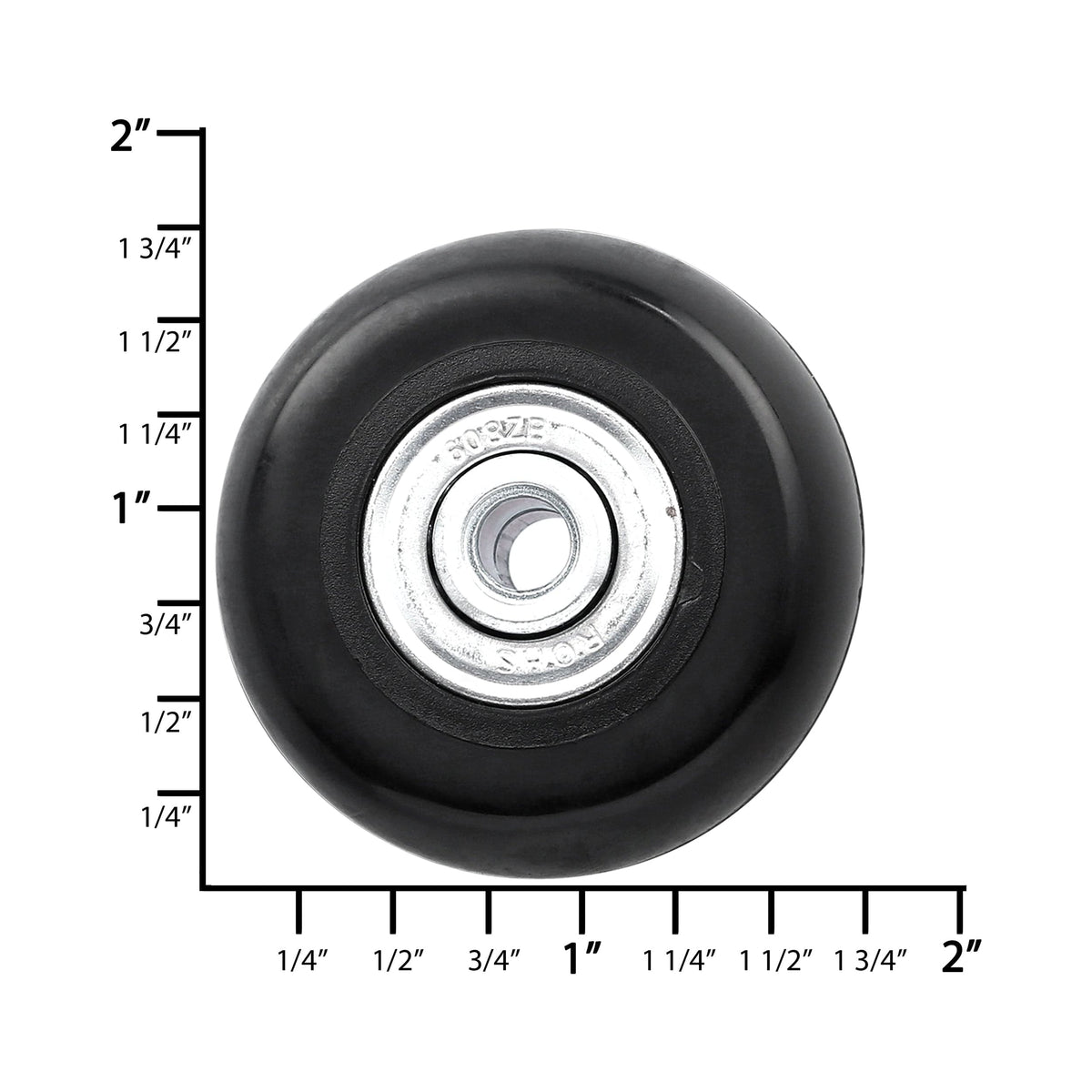 44mm Black, Ball Bearing Inline Skate Wheel, Plastic, #L-3797