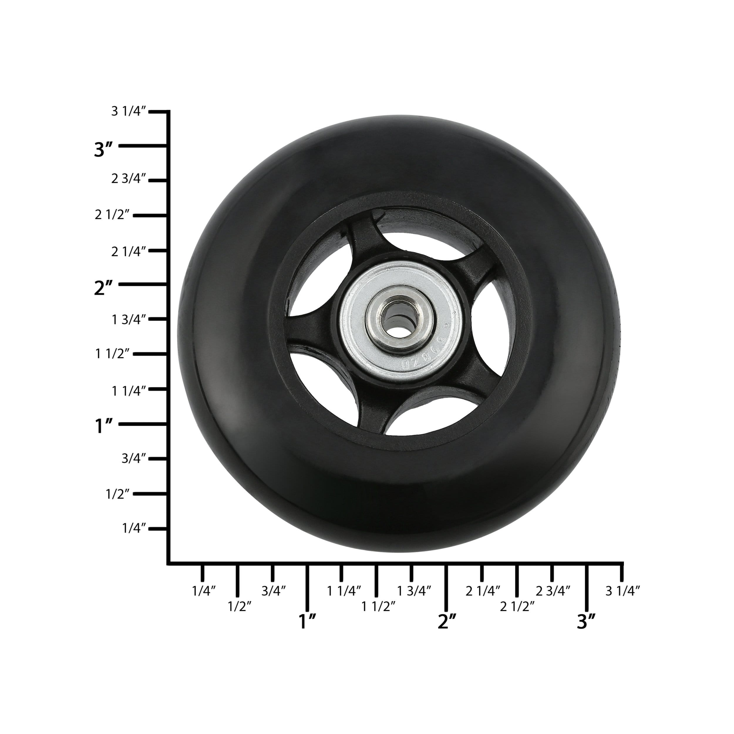 78mm Black, Ball Bearing Wheel, Plastic, #L-3624