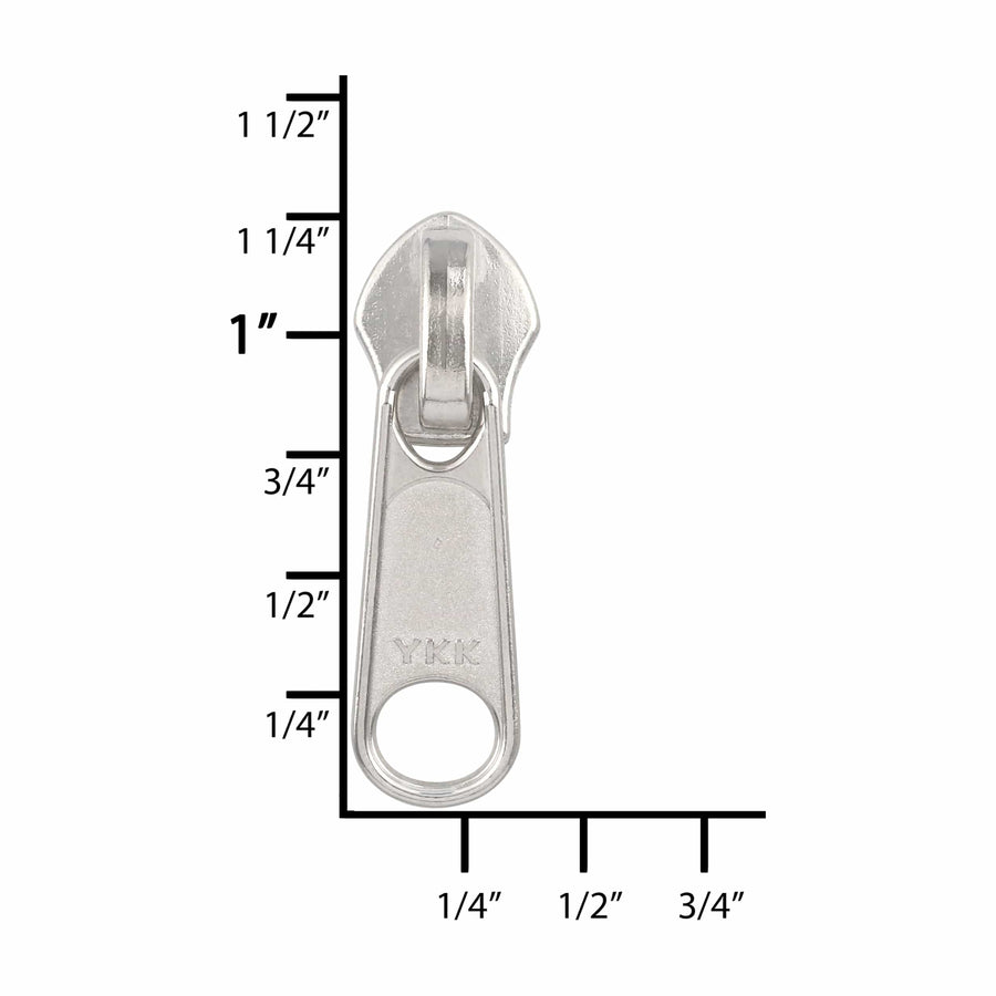 #8 Nickel, Coil, YKK Long Tab Semi-Swivel Zipper Slider, Zinc Alloy ...